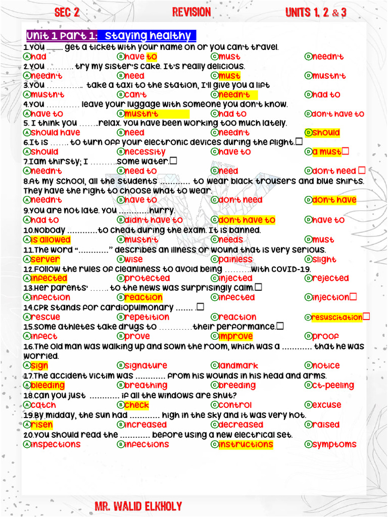 Sec 2 Revision 1 - 2 - 3 Answer | PDF | King Lear