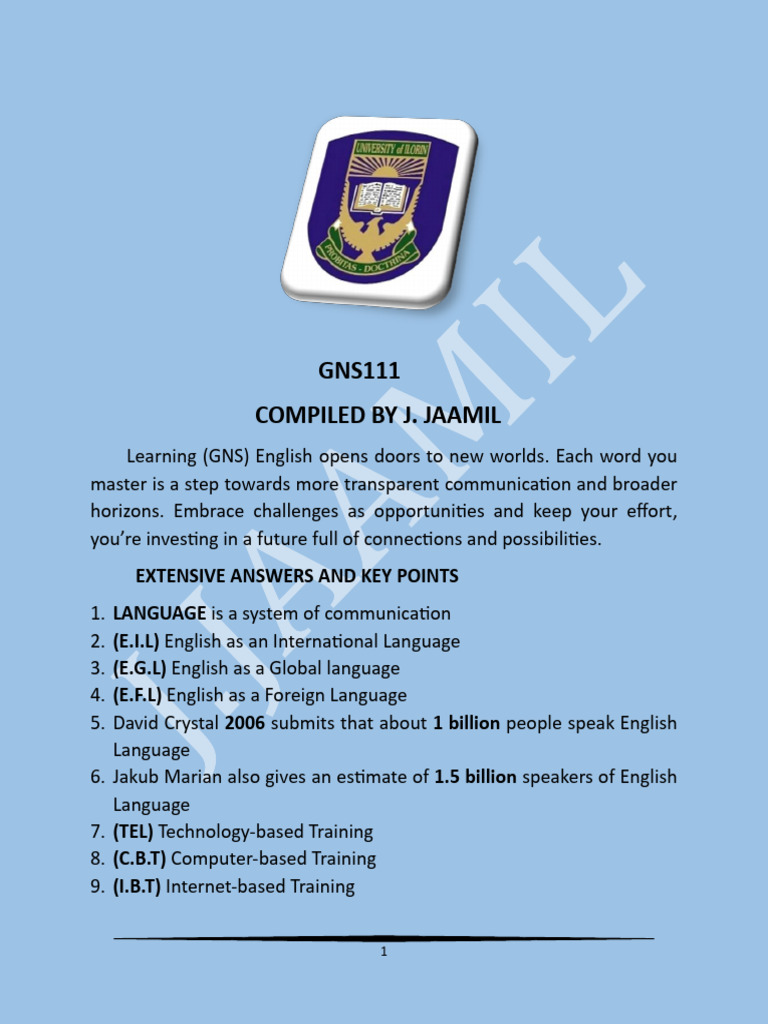 GNS111 CBT Key Points. PDF by Jihan Jaamil | PDF | Word | Verb
