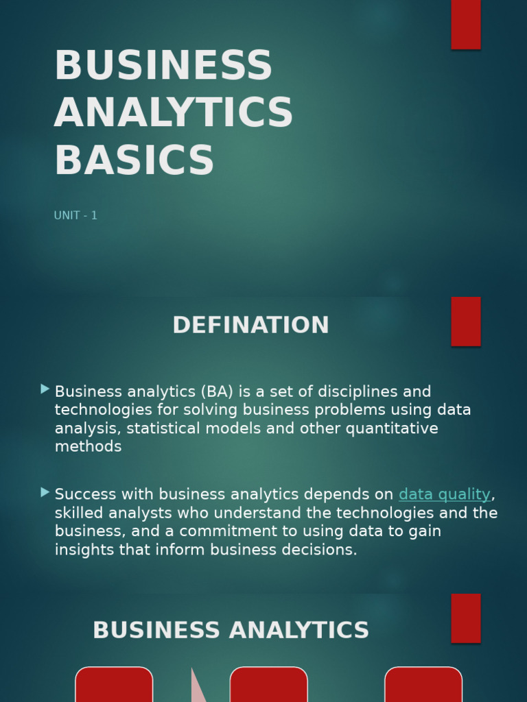 Unit - 1 - Business Analytics Basics | PDF | Analytics | Data Science