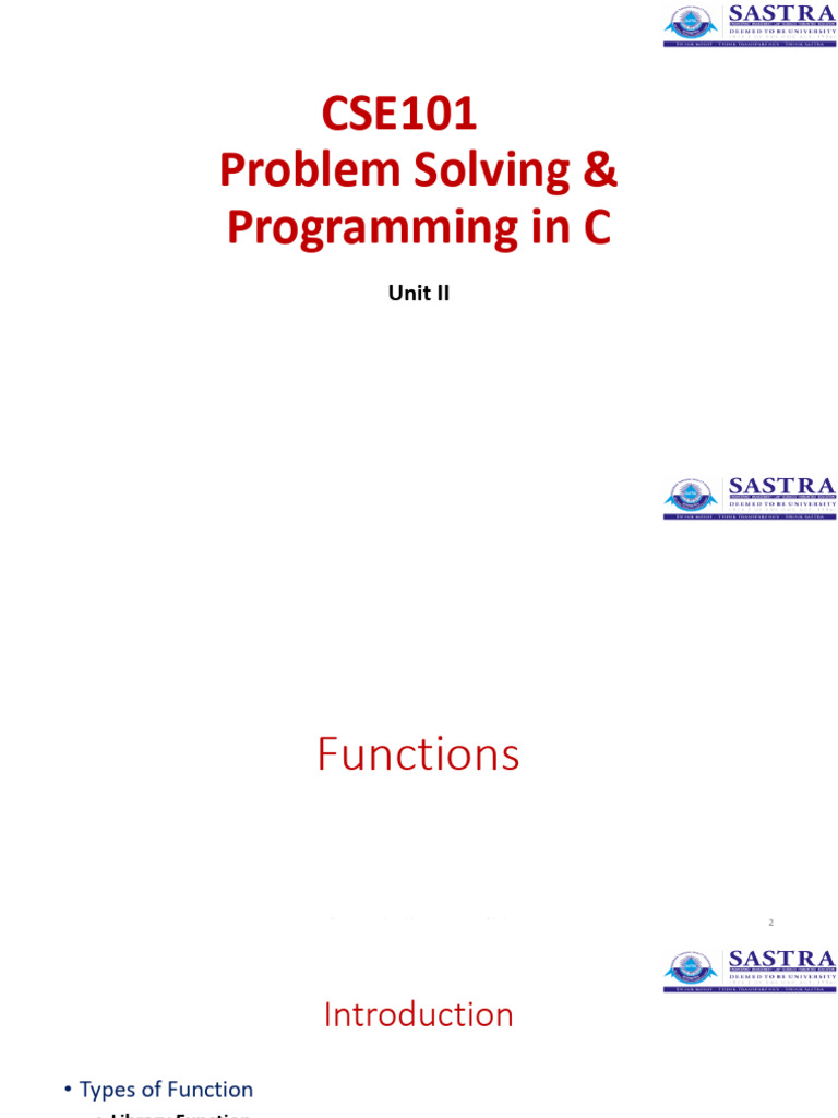 Functions Introduction in C | PDF | Computer Science | Computer Engineering