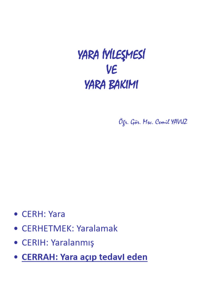 Yara İyi̇leşmesi̇ Ve Bakimi | PDF