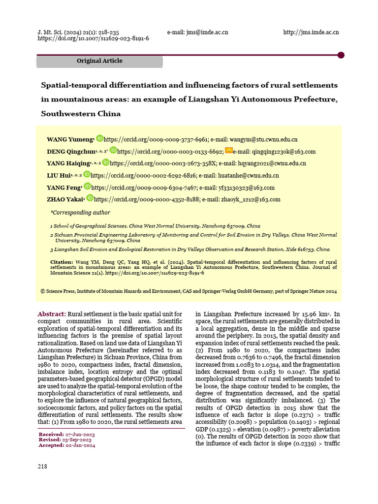 Wang 等 - 2024 - Spatial-temporal differentiation and influencing factors of rural settlements in ...