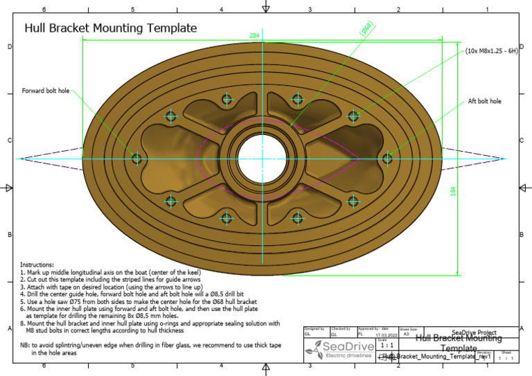 Hull Bracket Mounting Template Rev1 | PDF