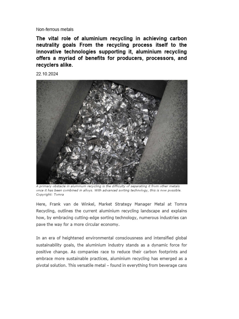 The Vital Role of Aluminium Recycling in Achieving Carbon | PDF ...