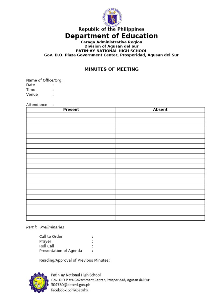 Minutes Pta Meeting | PDF