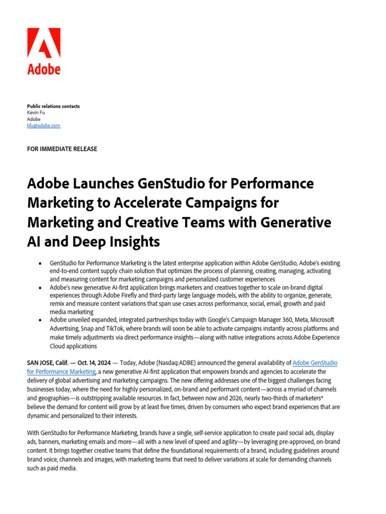 Adobe GenStudio for Performance Marketing | PDF | Advertising | Brand