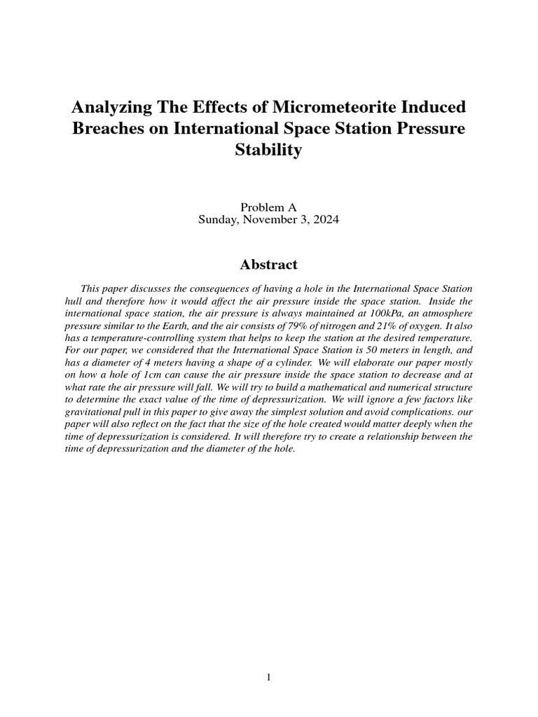 Analyzing The Effects of Micrometeorite Induced Breaches On ...