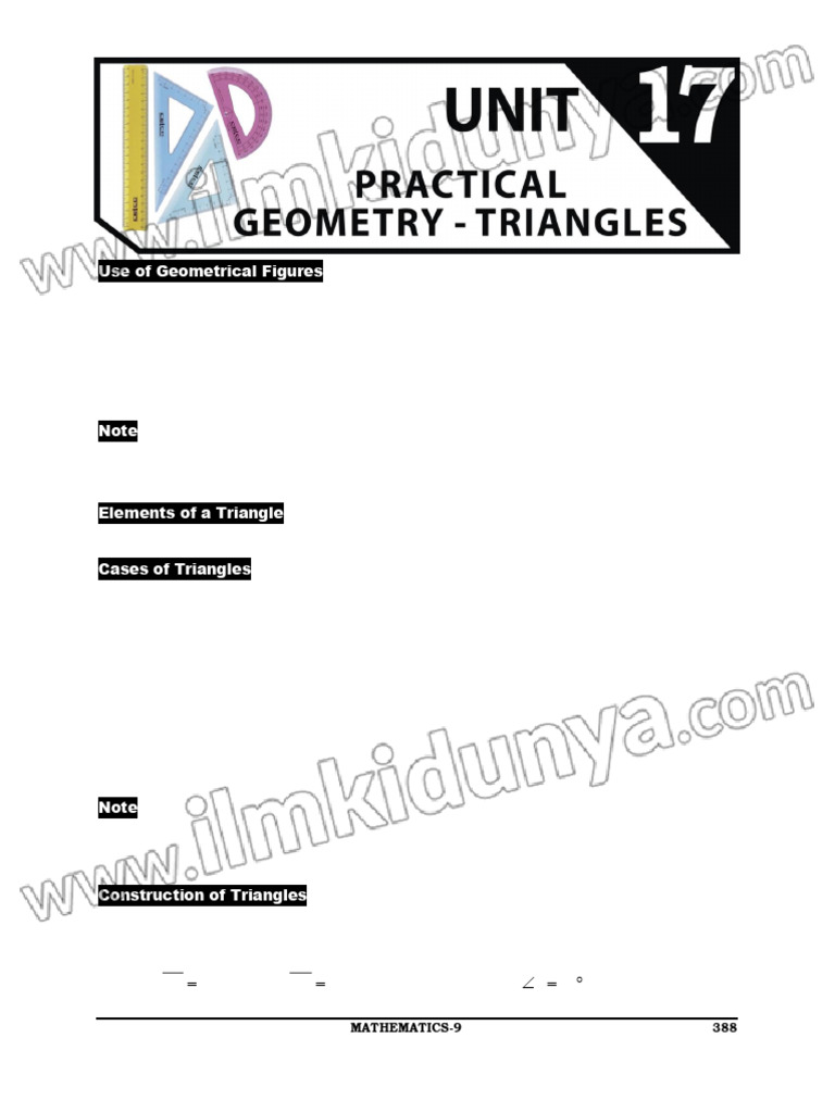 9th Class Maths Notes CH 17 | PDF | Triangle | Triangle Geometry