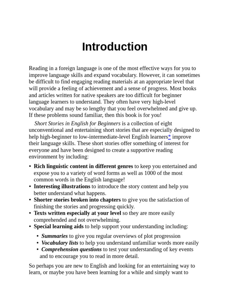 Short Stories for English Beginners | PDF | Language Arts & Discipline ...