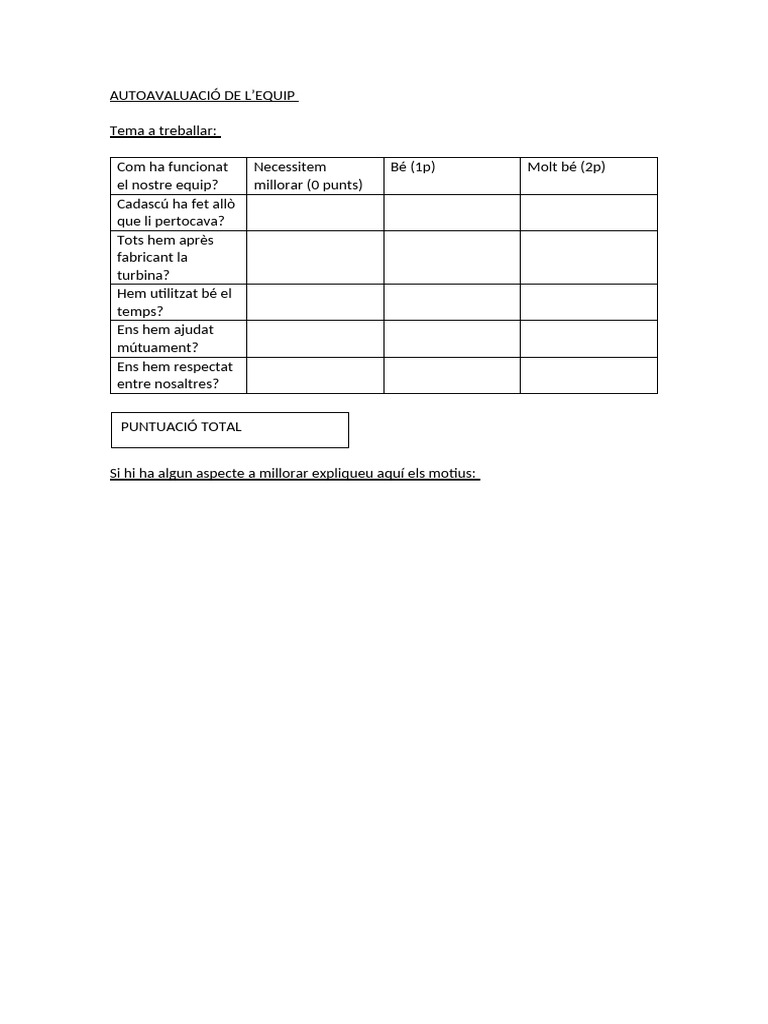 Camila S Nchez - Autoavaluació Equip | PDF