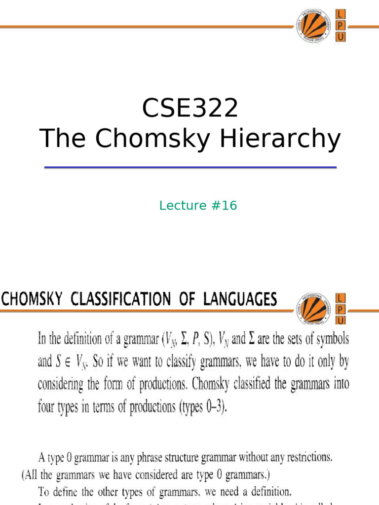 Chomsky Hierarchy Overview and Exercises | PDF