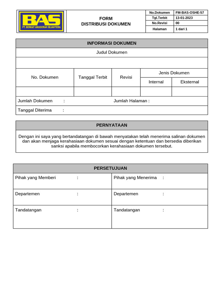 FM-BAS-OSHE-057 - Form Distribusi Dokumen | PDF | Hukum