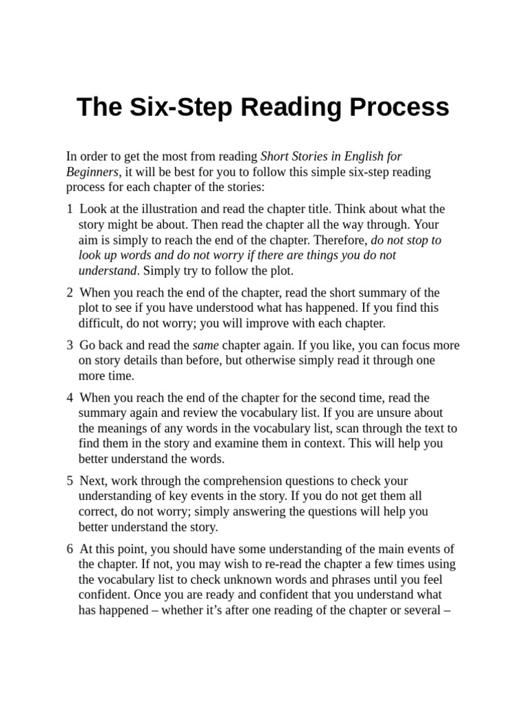 Six-Step Reading Process for Beginners | PDF | Self-Improvement ...