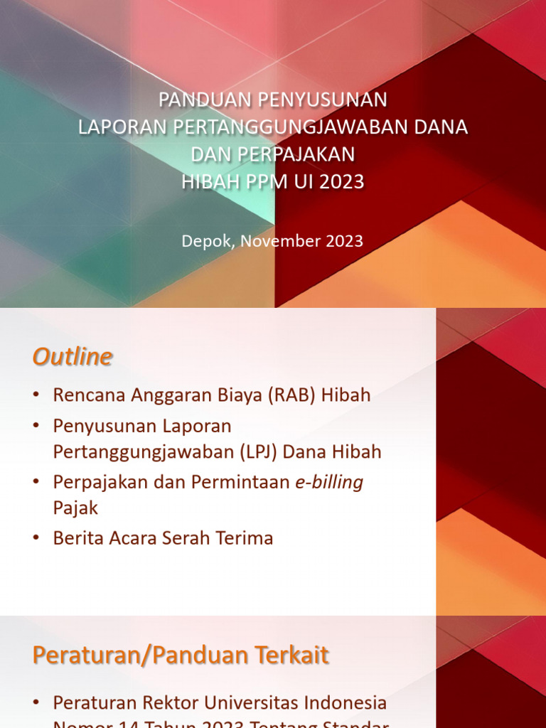 Panduan Penyusunan Lap Keuangan Dan Pajak Hibah PPM 2023 | PDF