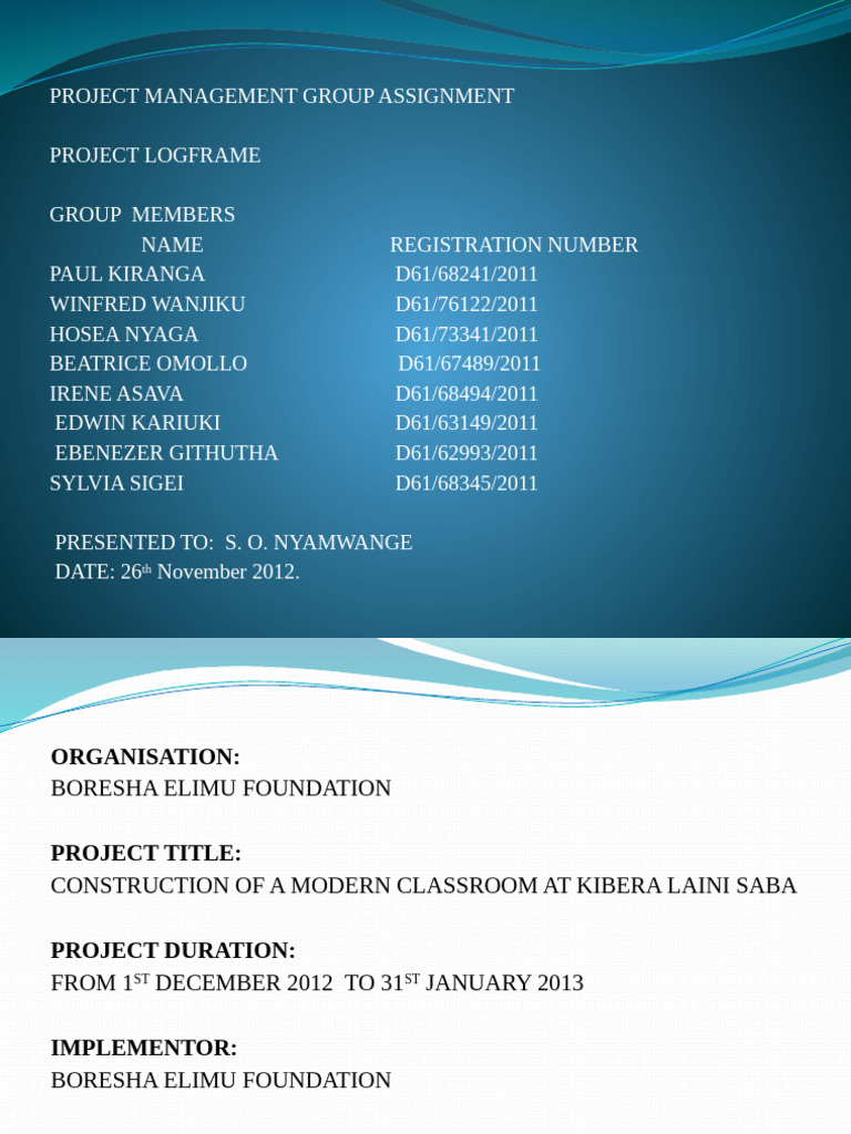 GROUP XXX ASSIGNMENT-Project Logframe | PDF