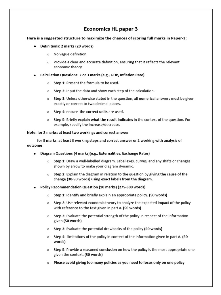 Economics Paper 3 HL Structure | PDF | Economics