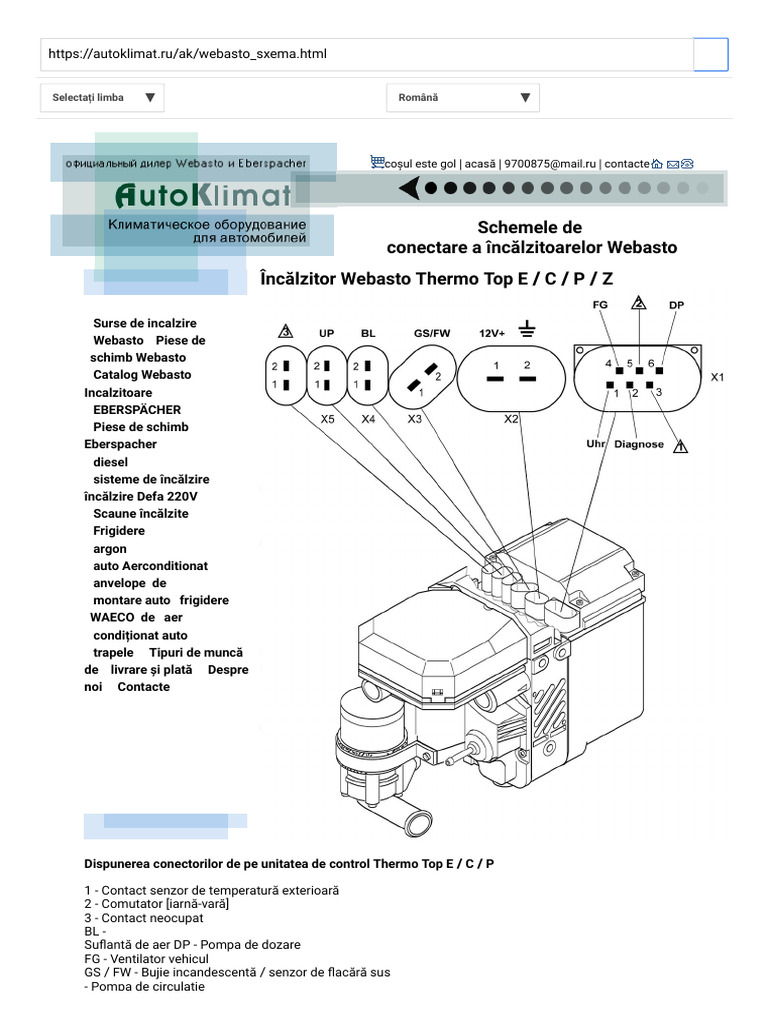 Webasto - Schema Electrică A Încălzitoarelor Webasto - (495) 970-08-75 | PDF