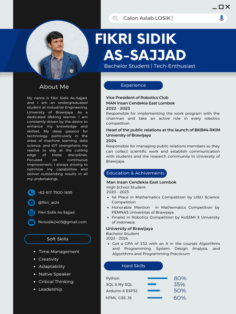 Fikri Sidik As-Sajjad - CV | PDF | Cognitive Science | Computing