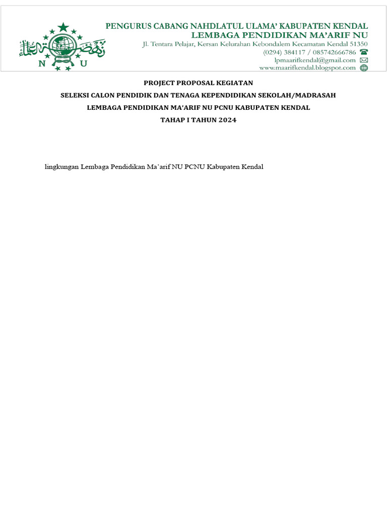 Project Kegiatan Seleksi Calon PTK Tahun 2024 | PDF