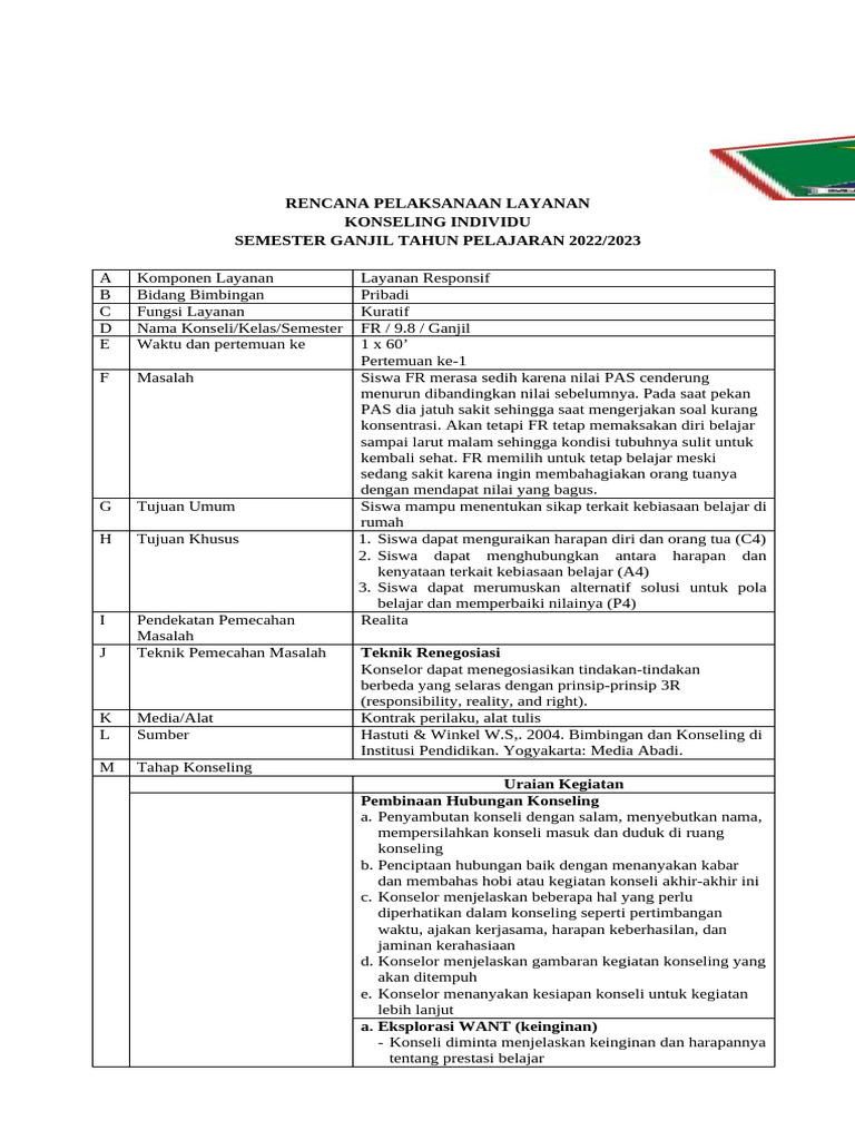 RPL Konseling Individu 2 - Realita | PDF