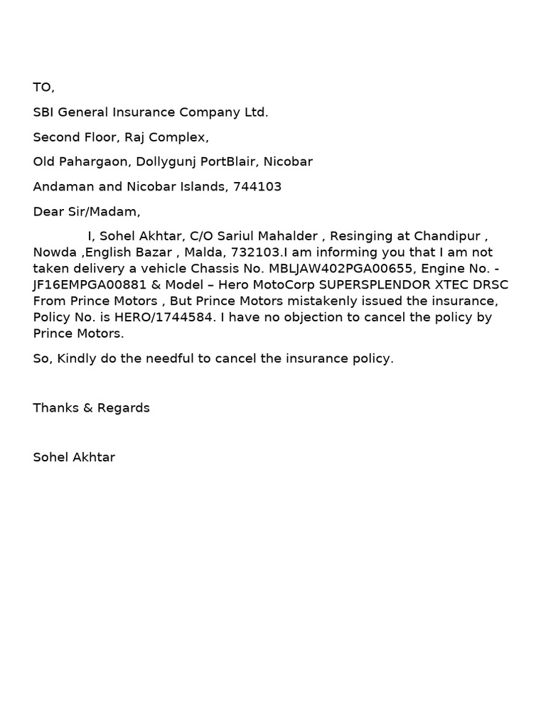 Customer Declaration Letter | PDF