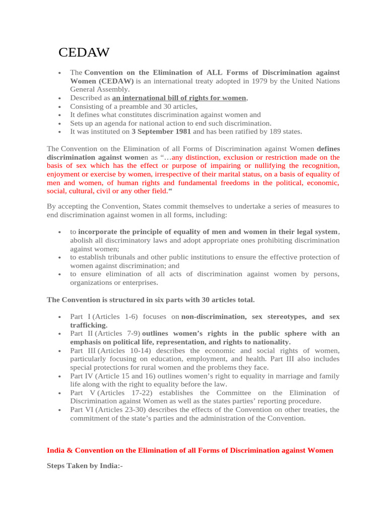 CEDAW | PDF | Convention On The Elimination Of All Forms Of Discrimination Against Women ...