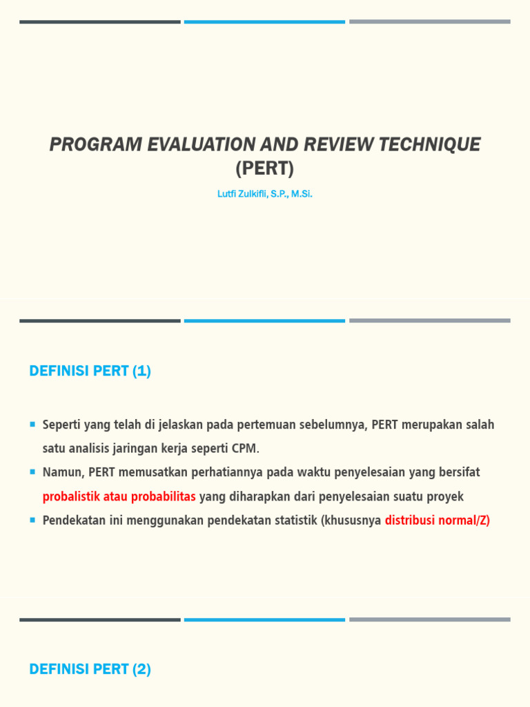 PROGRAM EVALUATION REVIEW TECHNIQUE (PERT) | PDF