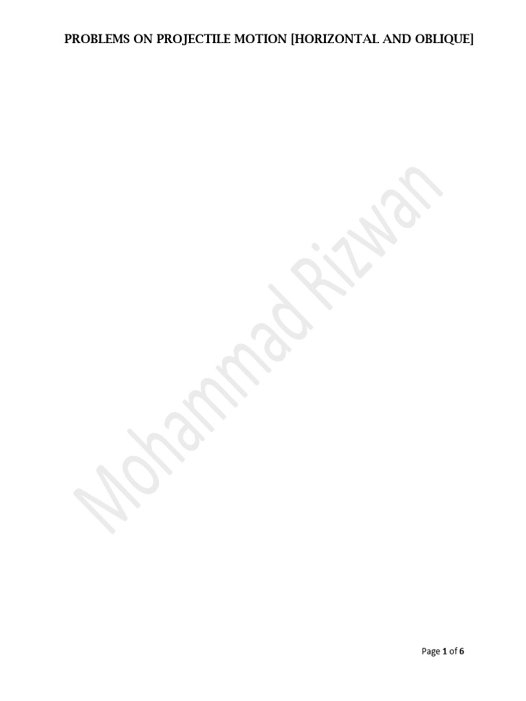 Projectile Motion Pdf Projectiles Mechanics