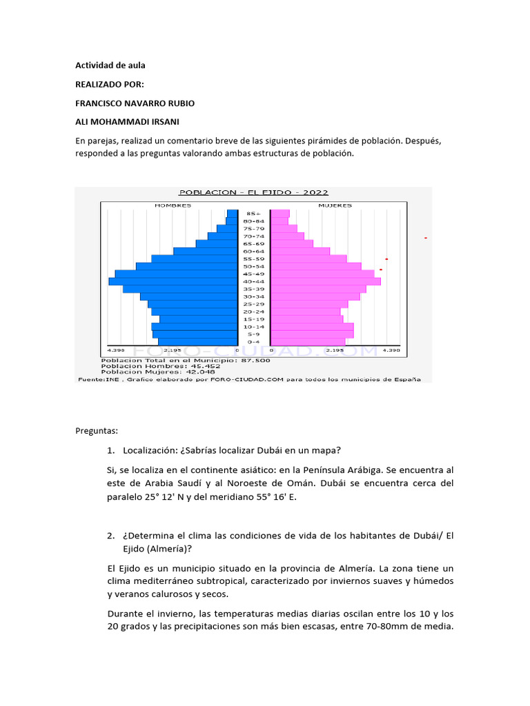 Actividad Comentario Pirámides | PDF | Clima | Inmigración