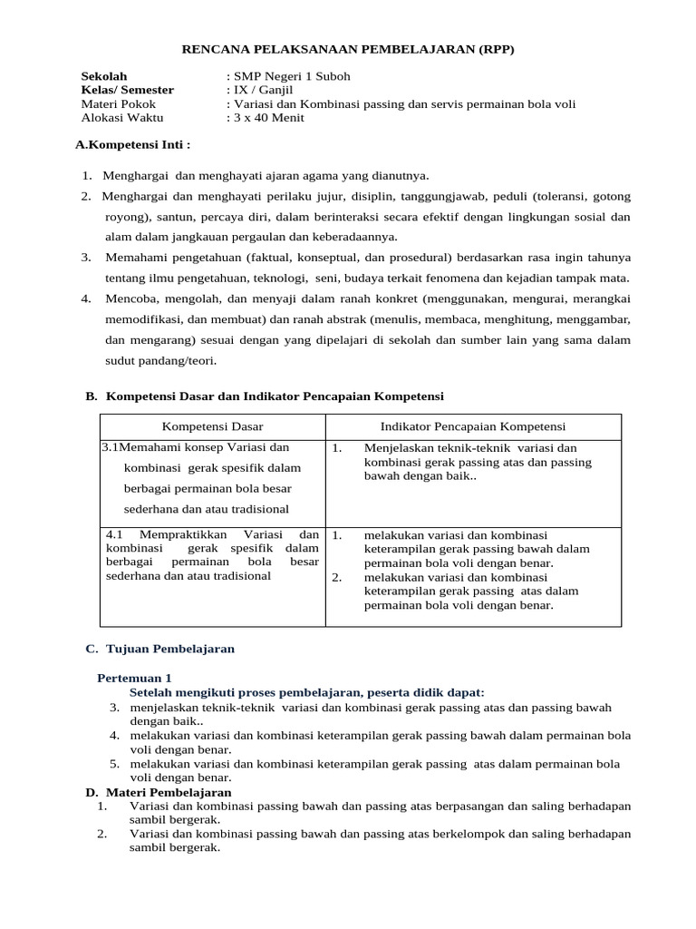 02 RPP Permainan Bola Voli | PDF | Karier & Perkembangan | Kesehatan Holistik