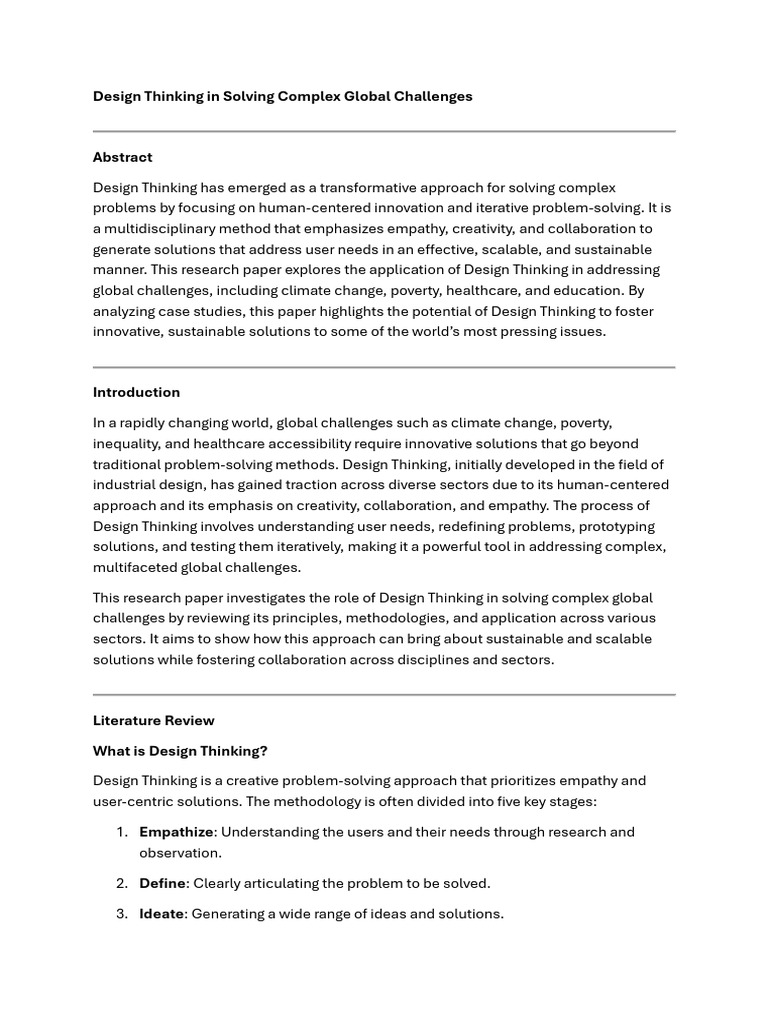 Design Thinking for Global Challenges | PDF | Design Thinking ...