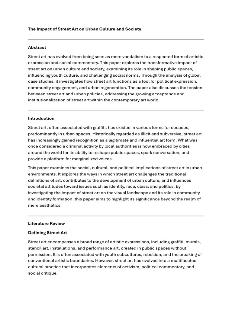 Impact of Street Art on Urban Culture | PDF | Street Art | Identity ...