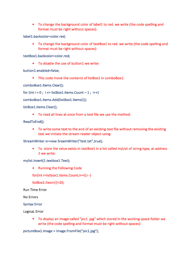 C# Code Snippets for UI Controls | PDF | Text File | Computer File