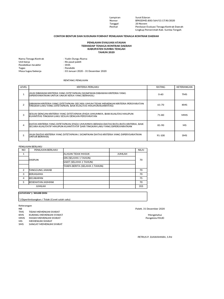 Format Penilaian | PDF