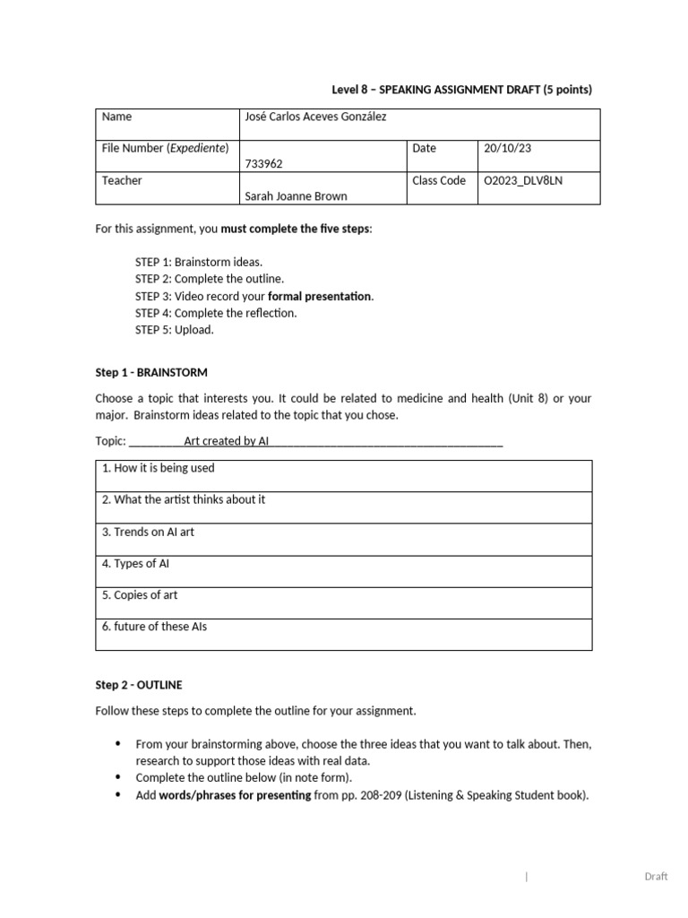 Speaking Assignment Draft | PDF | Artificial Intelligence ...