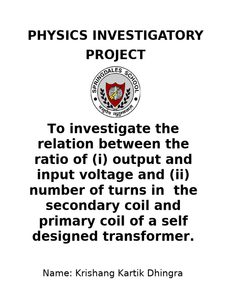Physics Project Pdf Transformer Inductor