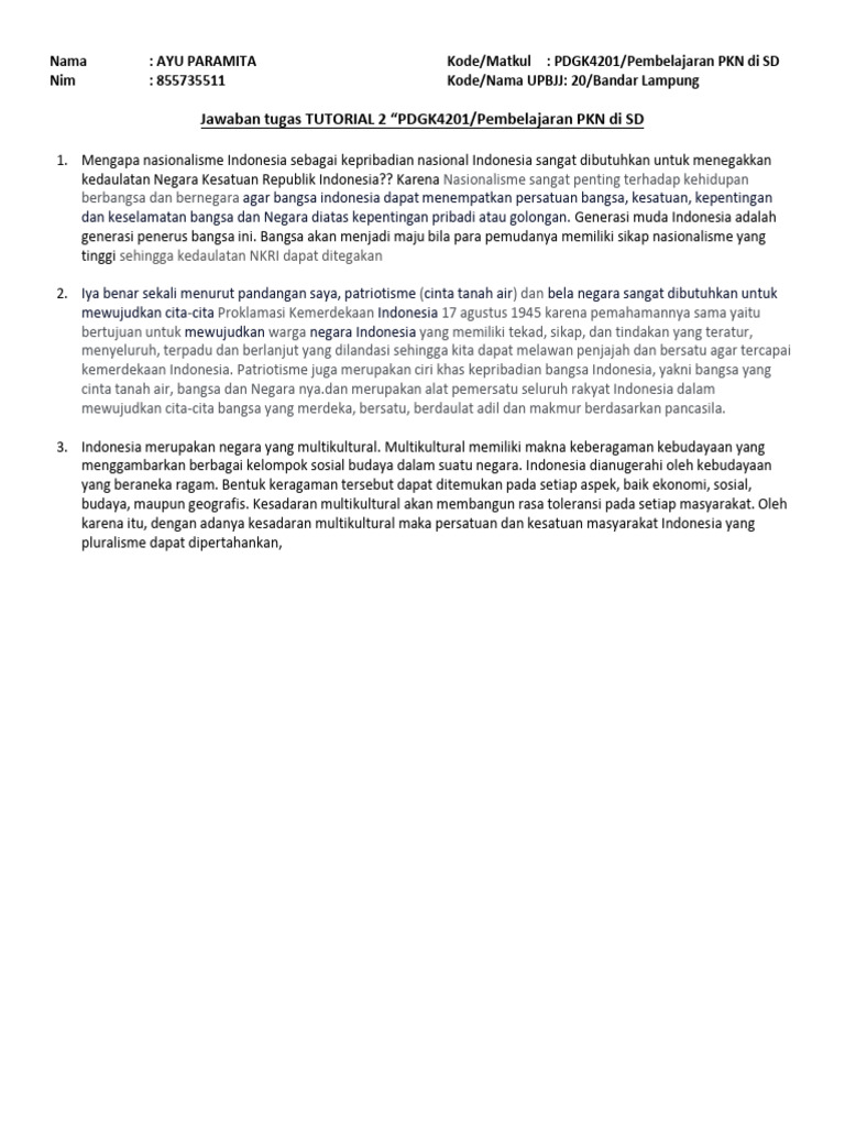 Tutor2 AYUPARAMITA Pembelajran PKN Di SD | PDF