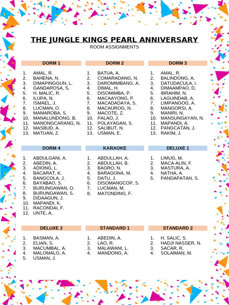 JK Room Assignment (To Post) | PDF