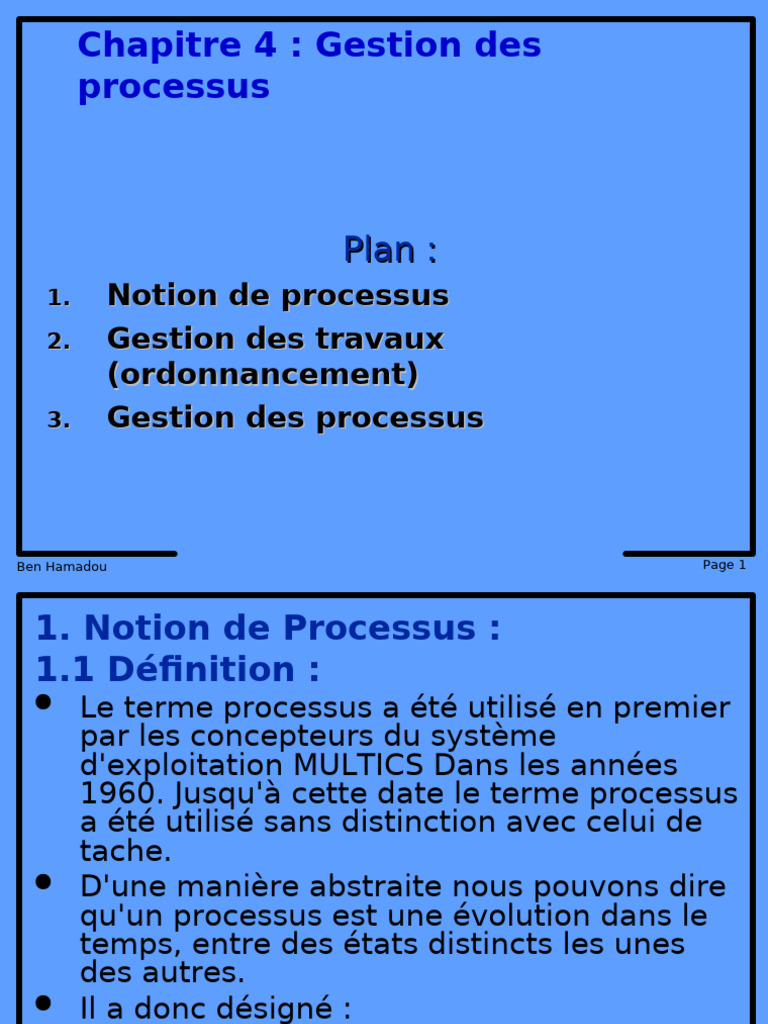 Gestion des processus et ordonnancement | PDF | Entrée/Sortie ...