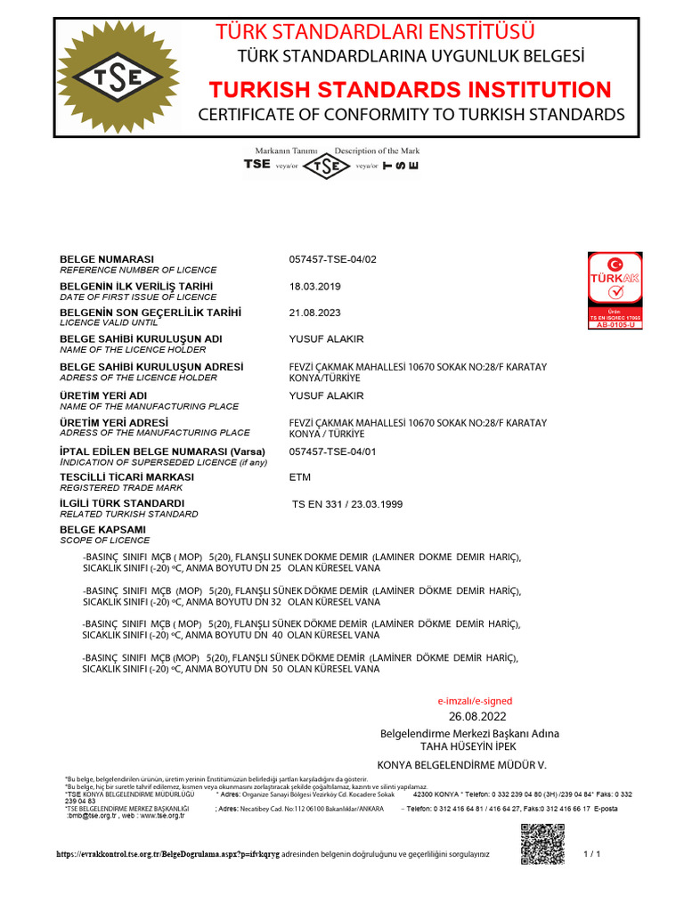 Etm TS EN 331 Revize | PDF