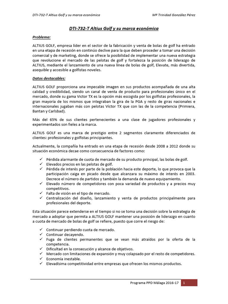 DTI-732-T Altius Golf y Su Marca Económica | PDF | Mercado (economía ...