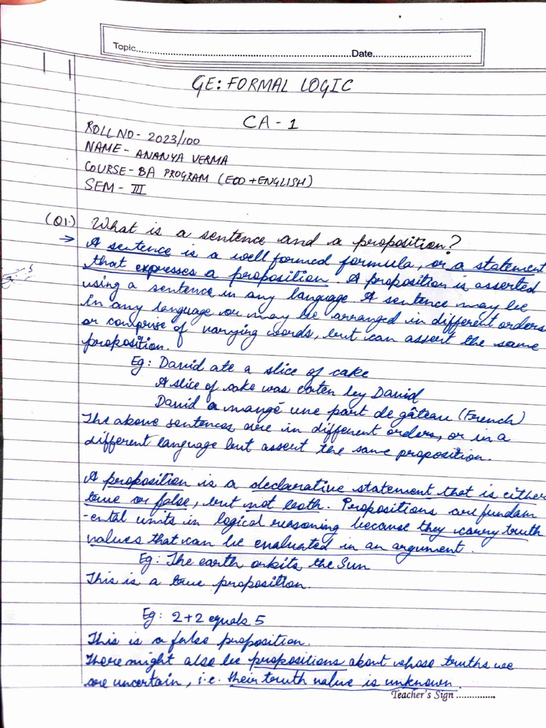 Formal Logic CA | PDF