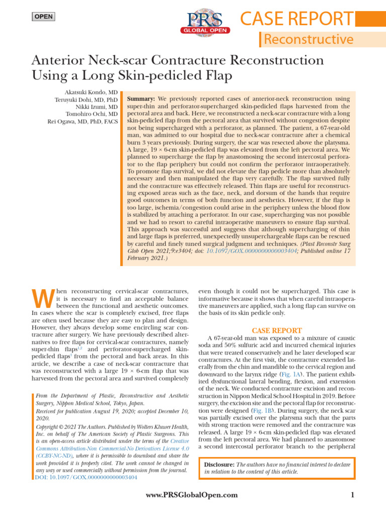 Anterior Neck-Scar Contracture Reconstruction Usin | PDF | Common ...