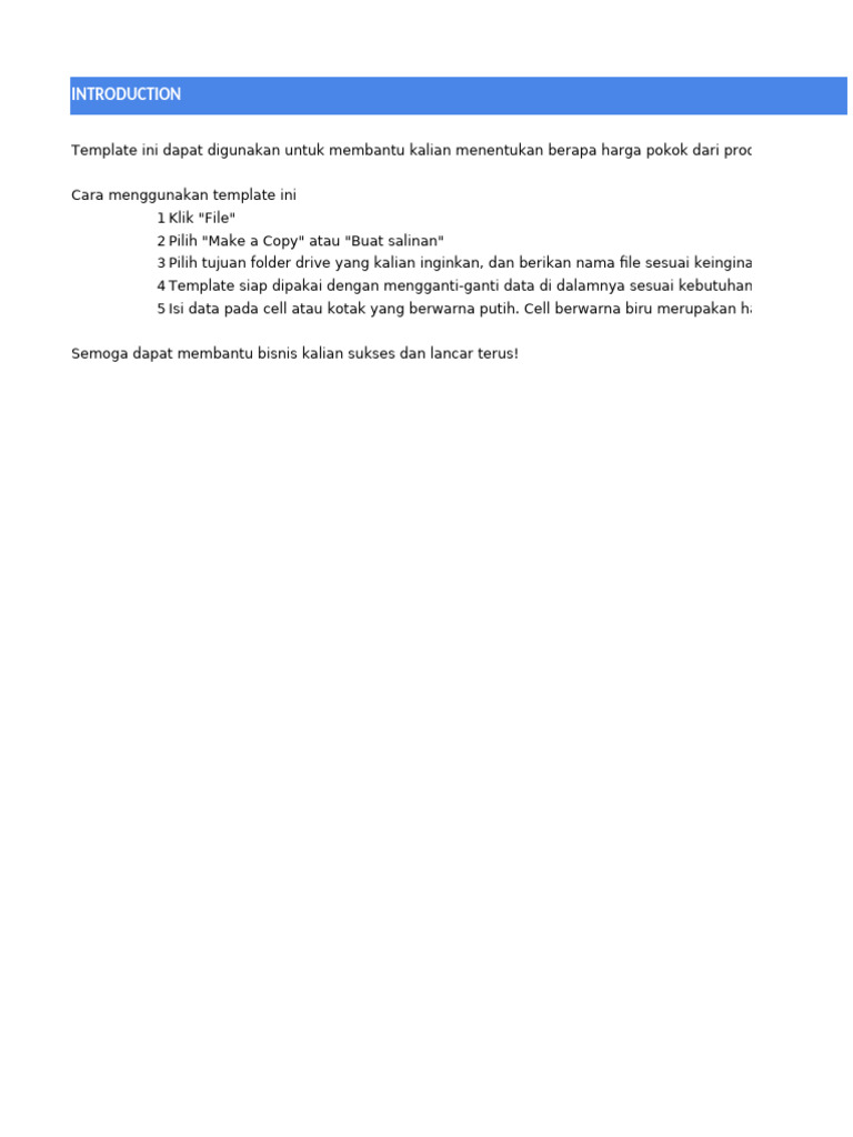 Template Perhitungan HPP Untuk UMKM | PDF