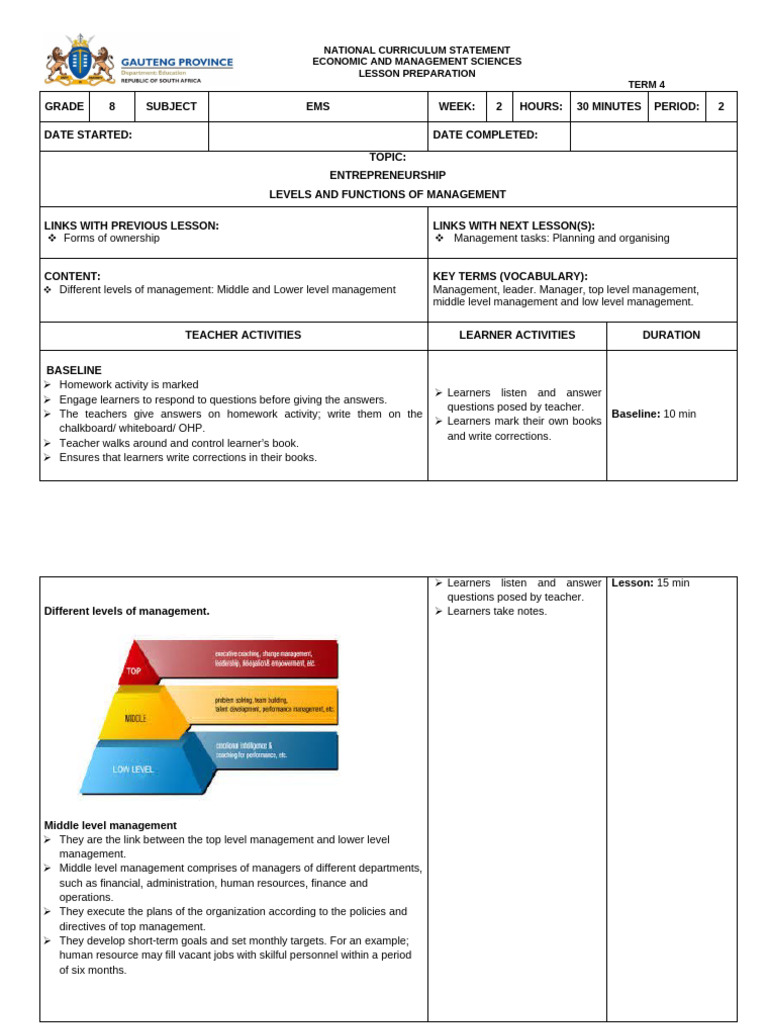 2. Week 2 Lesson Plan 2 | PDF | Teachers | Worksheet