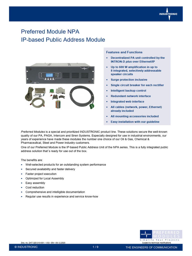 U - Dat-325-310-001 - V03 - en - Pmod-Npa | PDF | Alternating Current | Computer Network