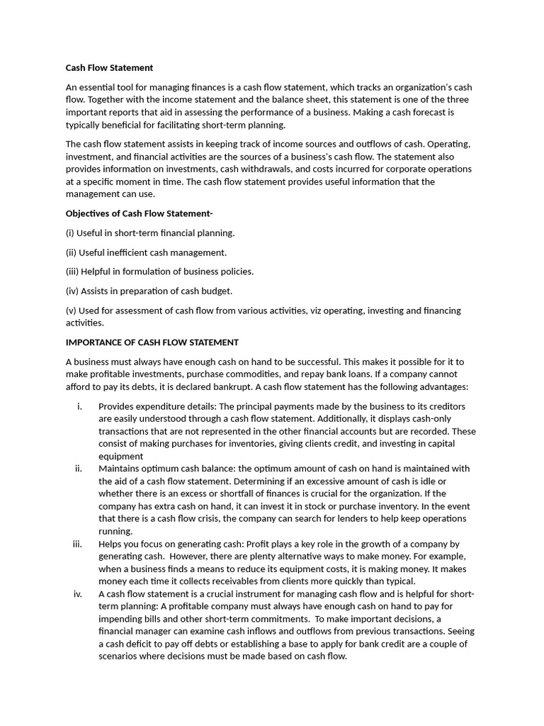 Faa CFS | PDF | Cash Flow Statement | Investing