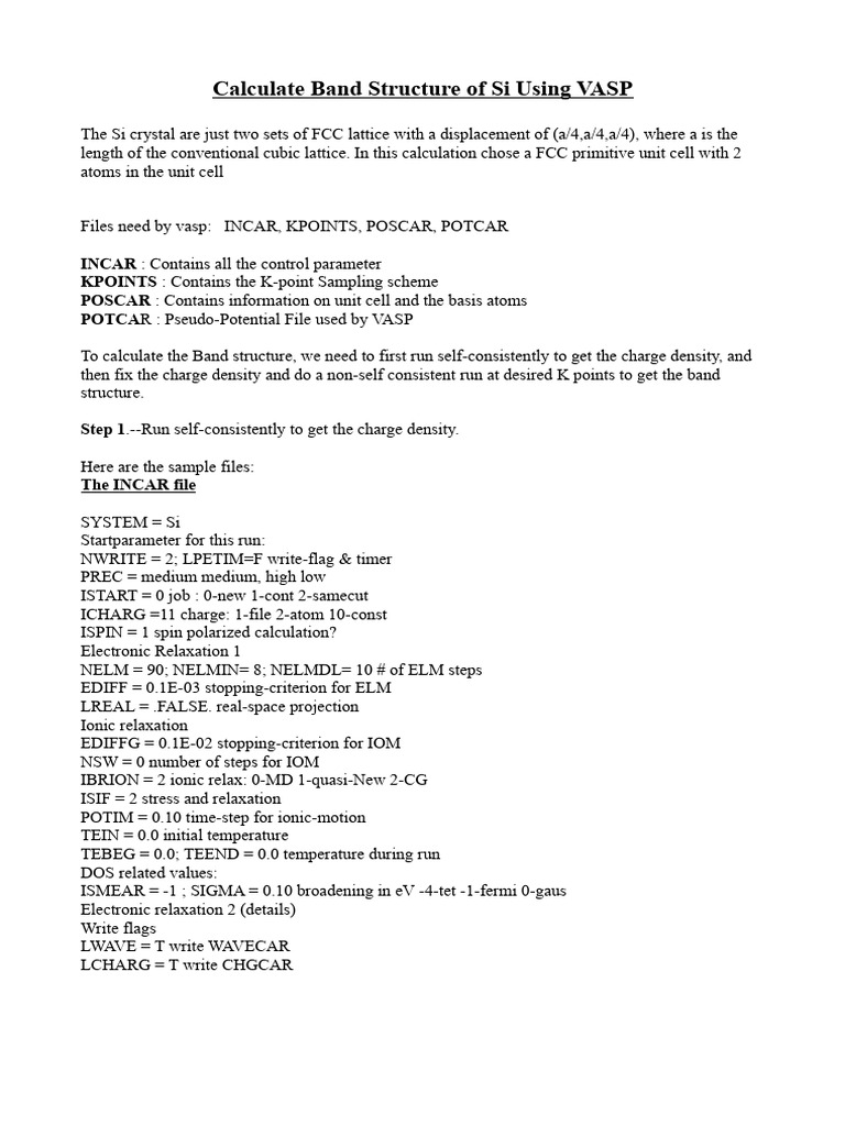 Si Band Structure Calculation Guide | PDF | Crystal Structure ...