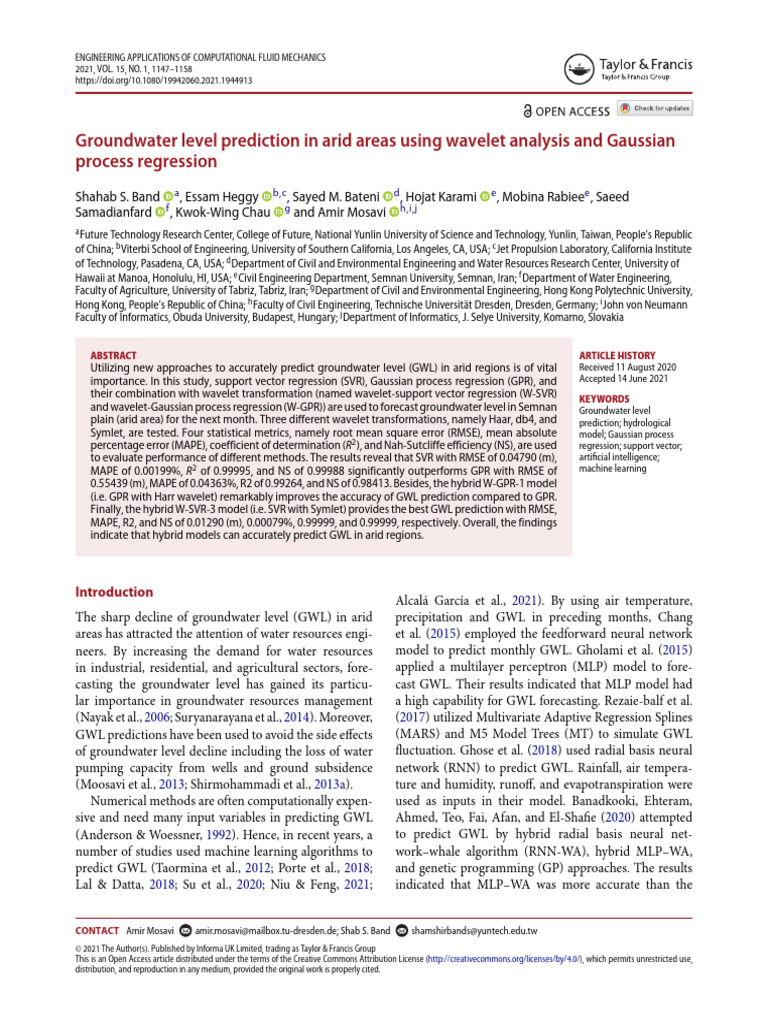 Groundwater Level Prediction in Arid Are | PDF | Wavelet | Time Series