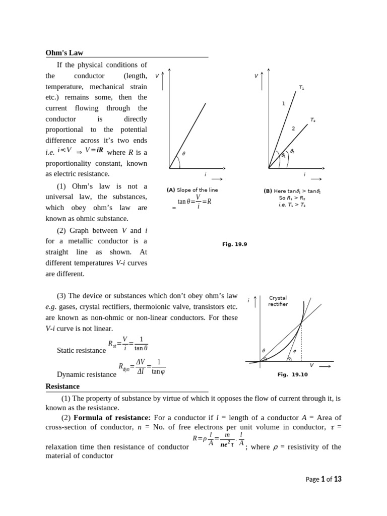 Ohm's Law and Resistance | PDF | Electrical Resistivity And ...